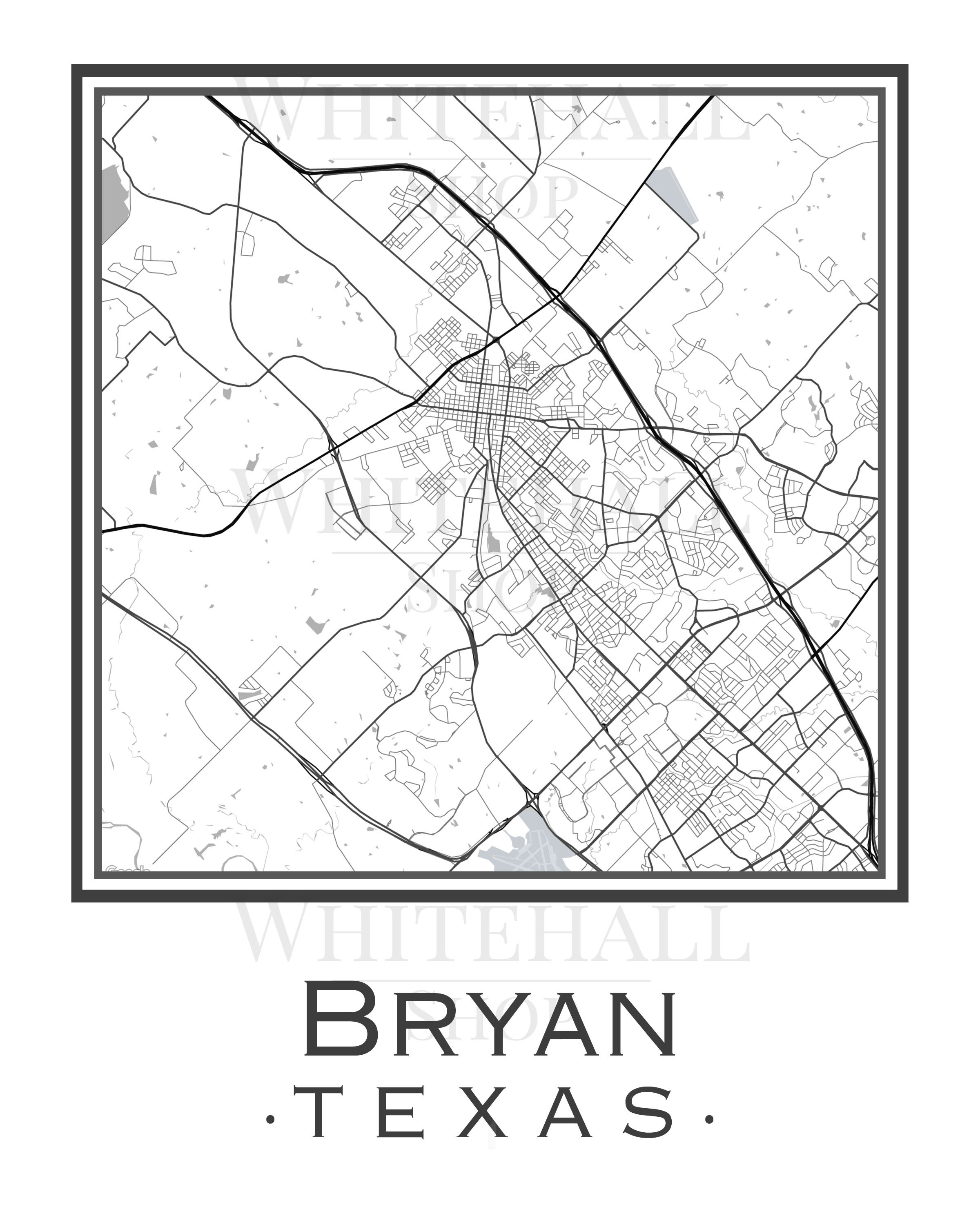 Bryan Texas Map digital Download - Etsy