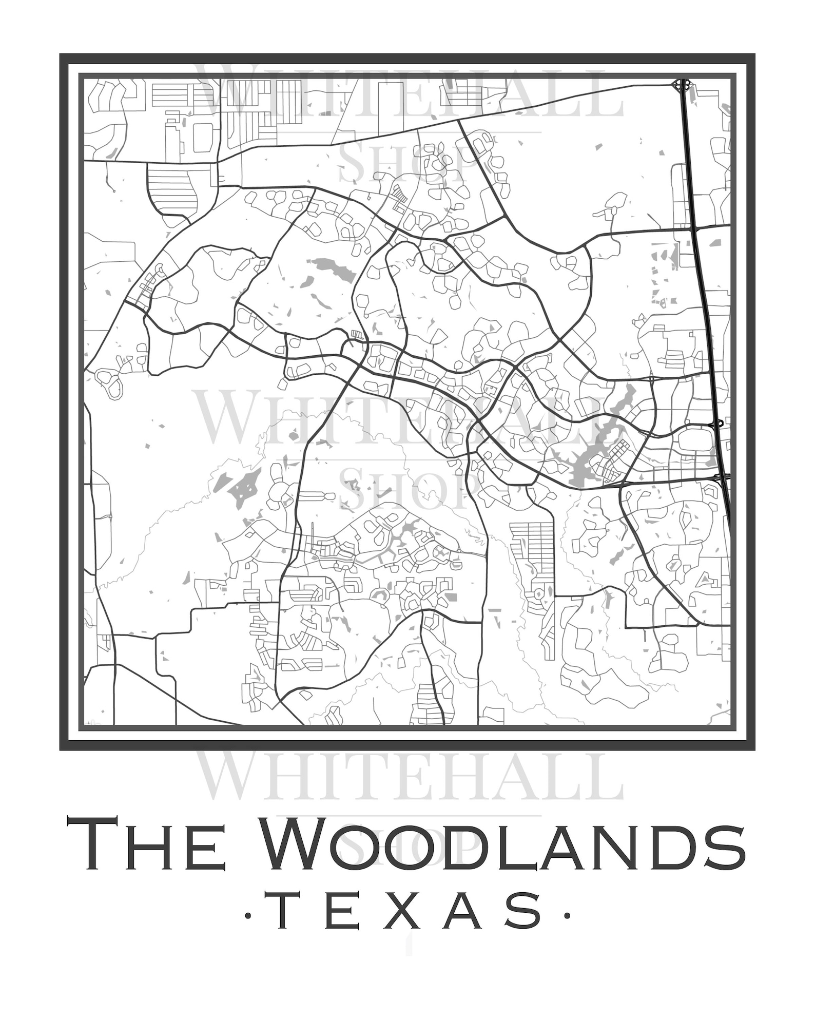 The Woodlands Texas Map digital Download - Etsy