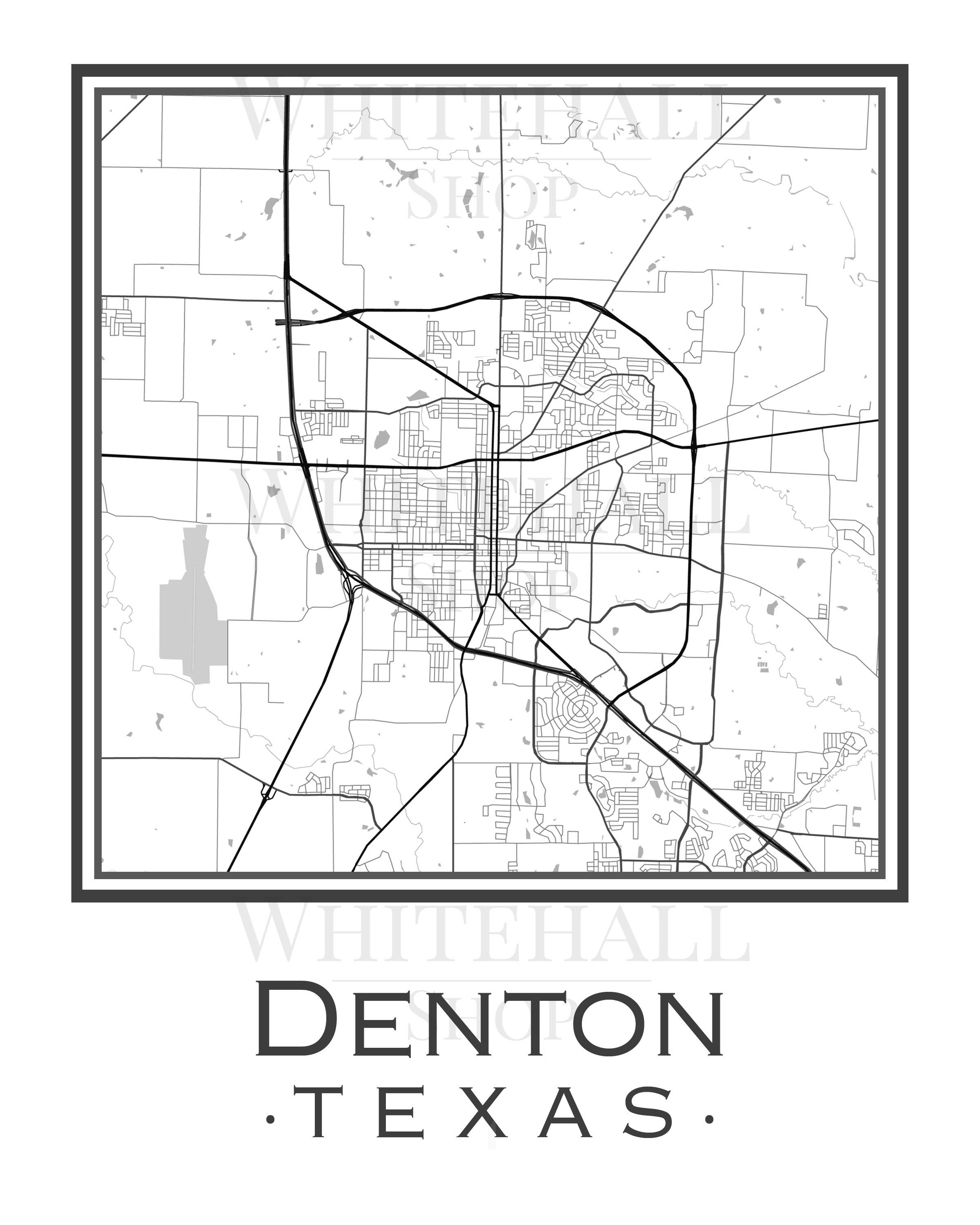 Denton Texas Map digital Download - Etsy