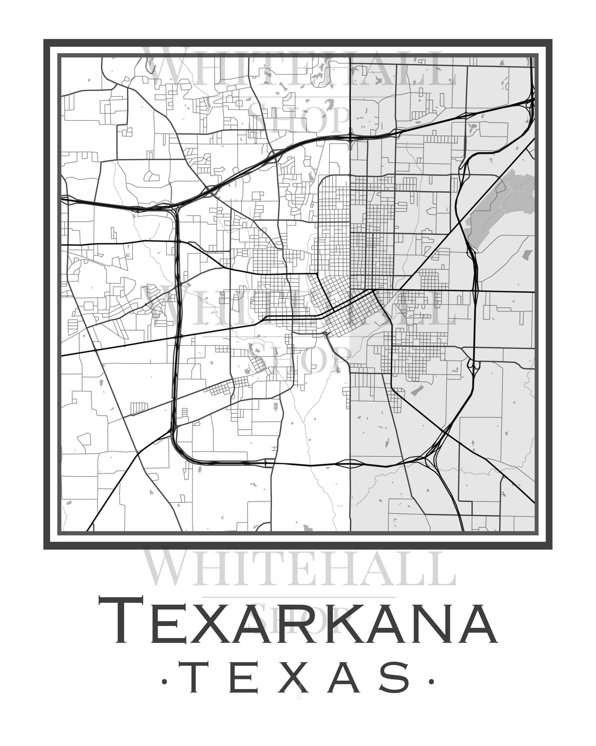 Texarkana Texas Map digital Download - Etsy