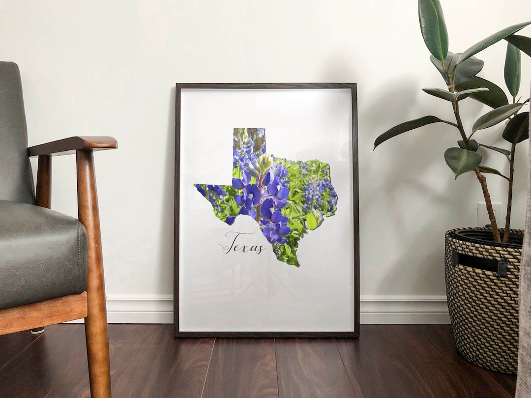 Texas Bluebonnet Map Print [digital Download] - Etsy
