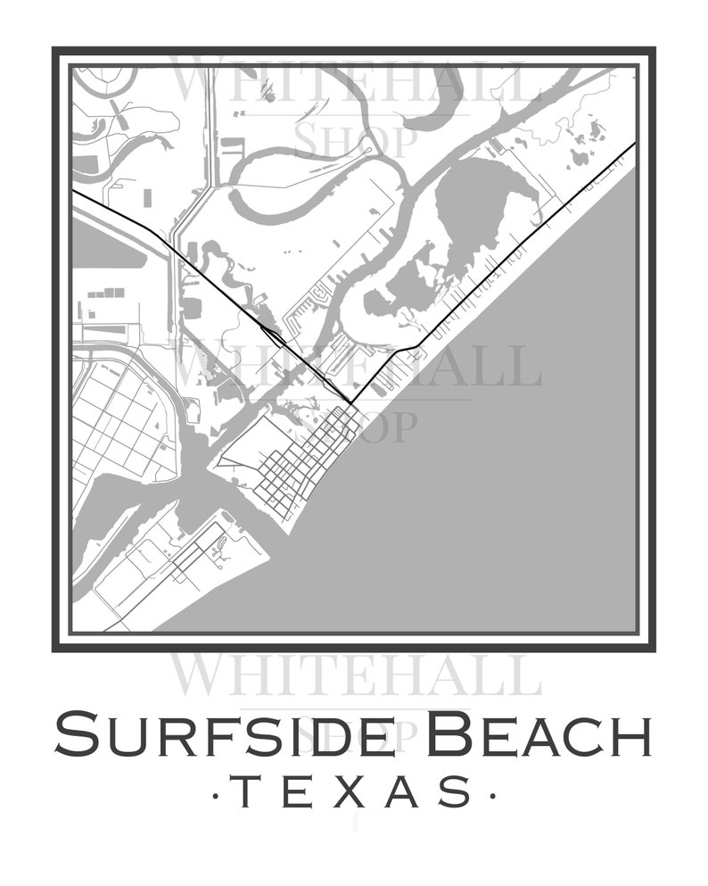 Surfside Texas Map digital Download - Etsy