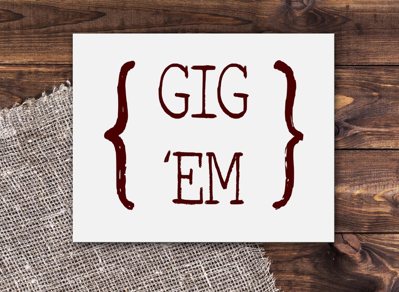 Gig 'em Aggies Print texas A&M digital Download | Etsy