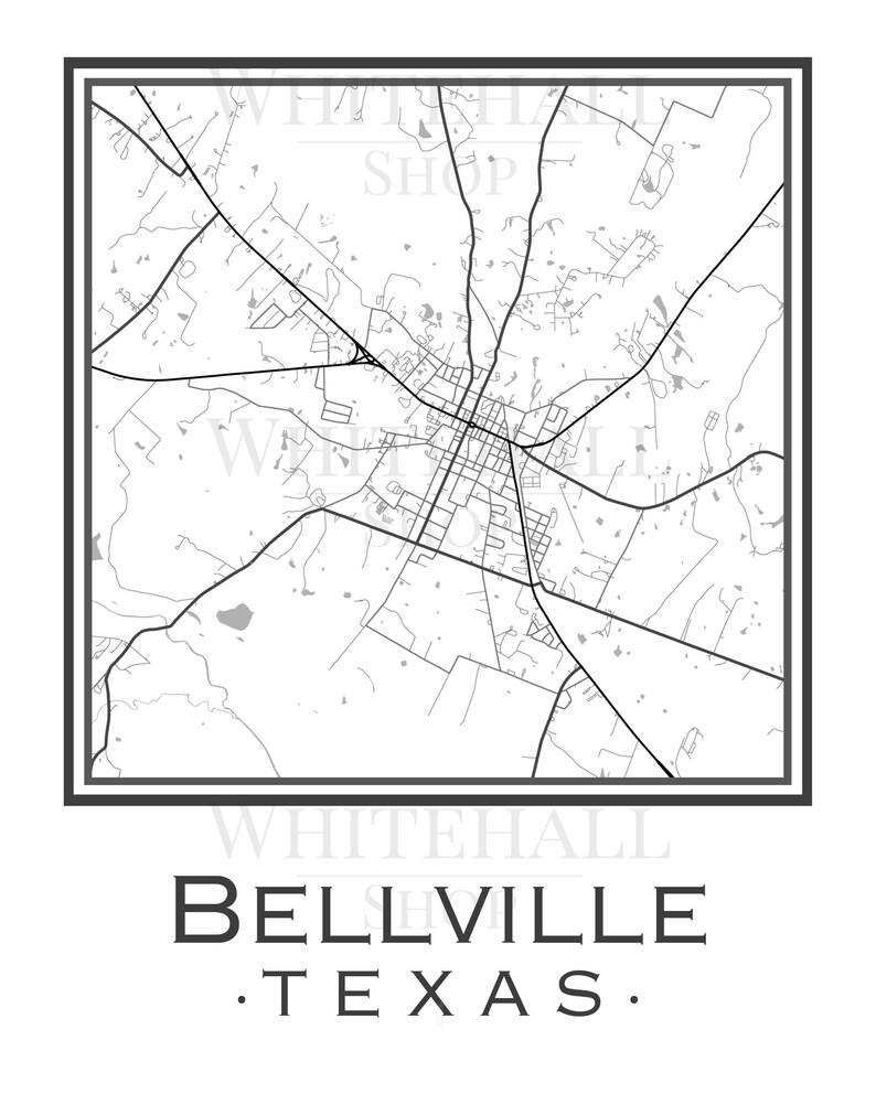 Bellville Texas Map digital Download - Etsy