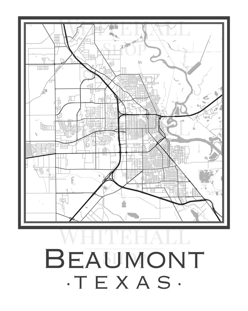Beaumont Texas Map digital Download - Etsy