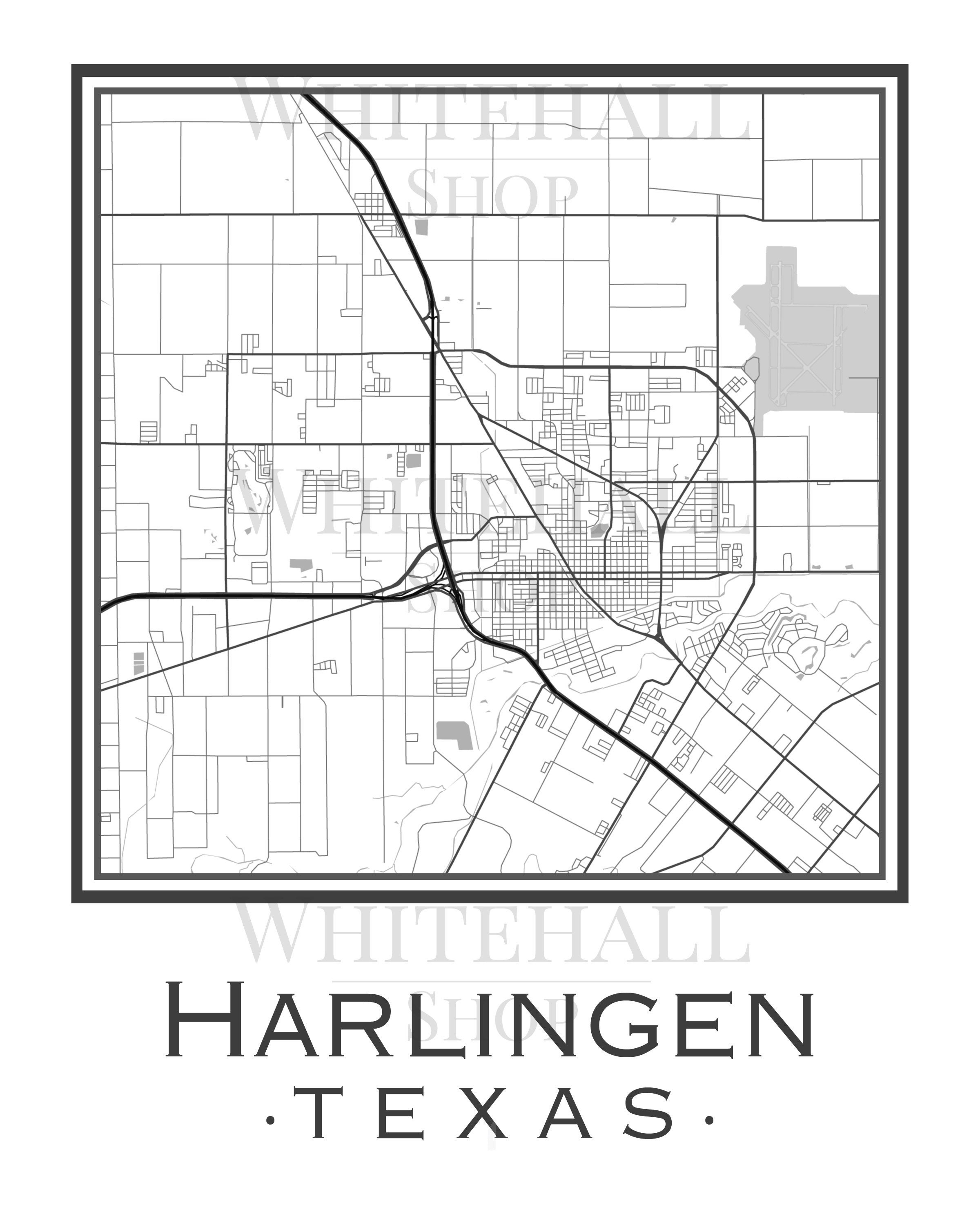 Harlingen Texas Map [digital Download] - Etsy