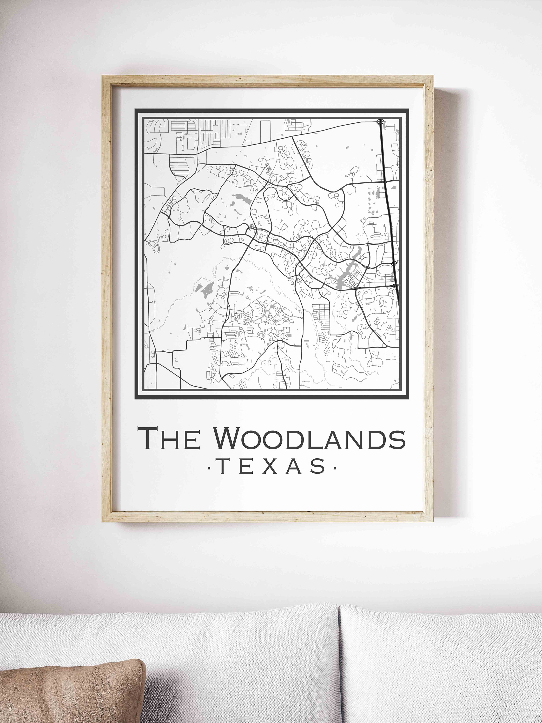 The Woodlands Texas Map digital Download - Etsy