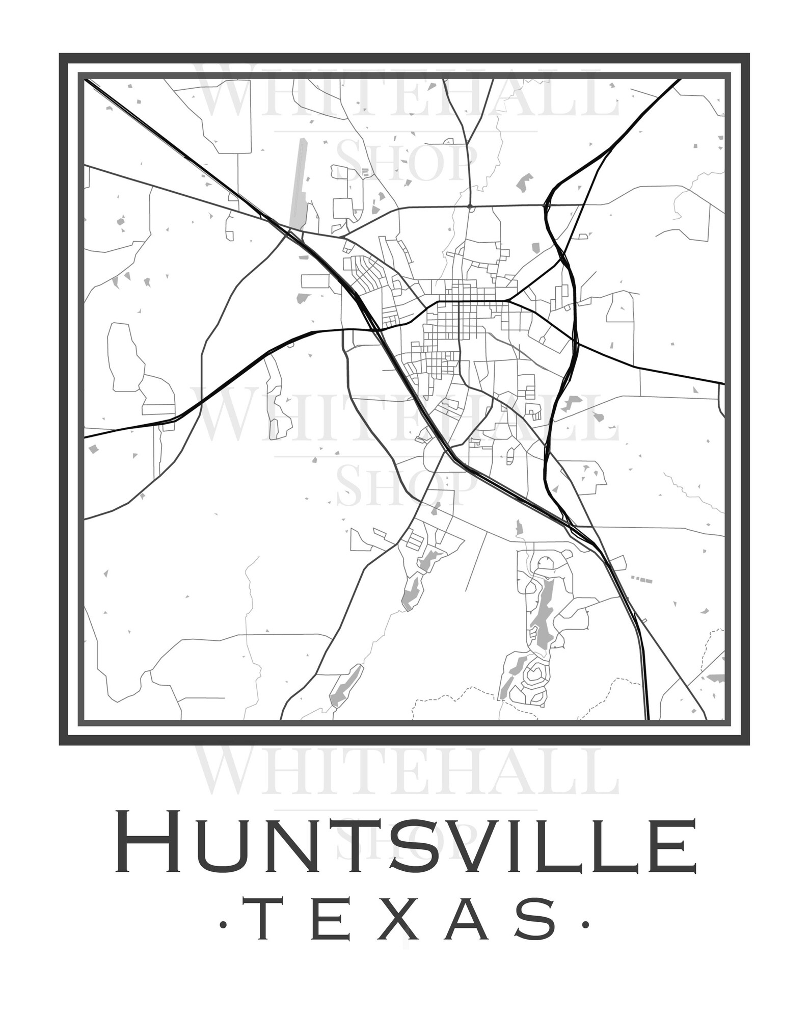 Huntsville Texas Map [digital Download] - Etsy
