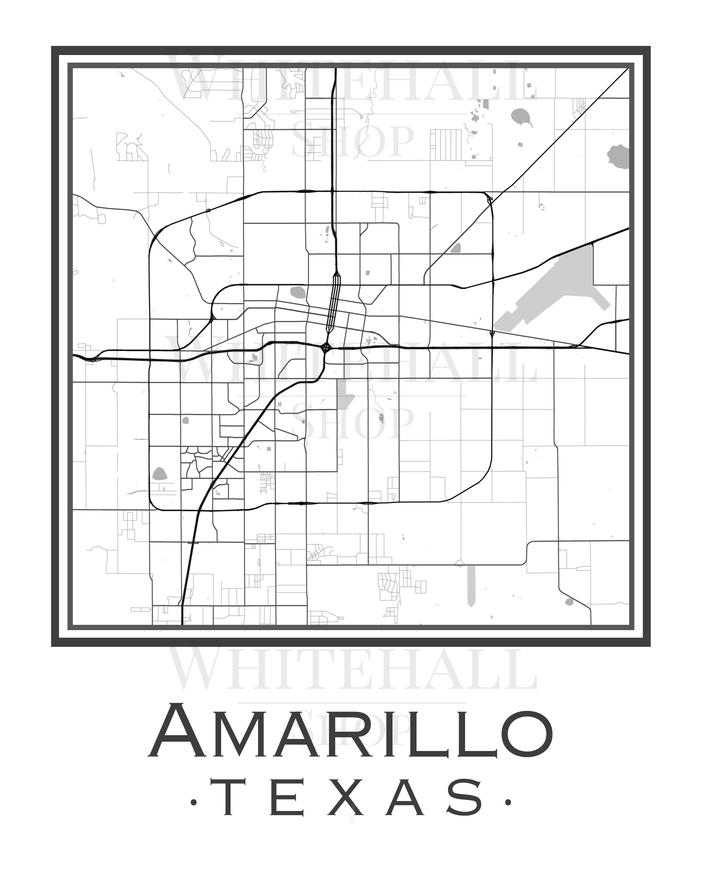 Amarillo Texas Map [digital Download] - Etsy