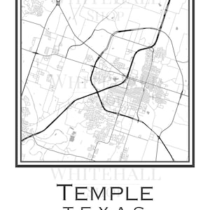 Temple Texas Map [digital Download] - Etsy