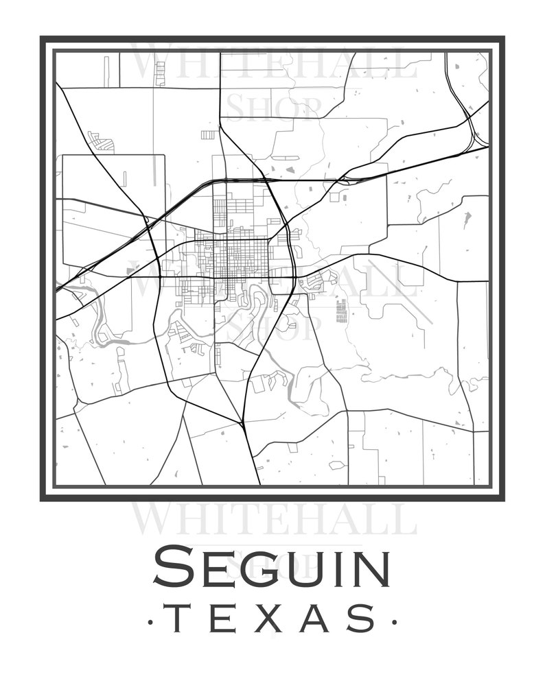 Seguin Texas Map digital Download - Etsy