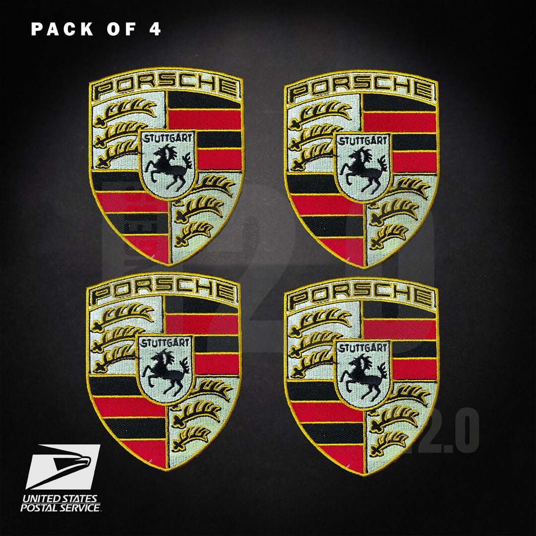 4 Piece Porsche Logo Embroidery Patch 4.5 Inch Car Racing Automobile ...