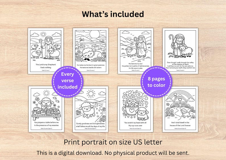 Psalm 23 Coloring Pages for Kids Printable, the Lord is My Shepherd ...