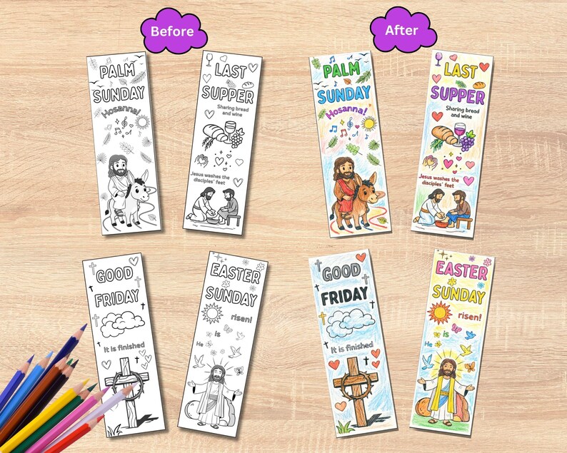 Easter Colouring Bookmarks for Kids Printable Holy Week Craft Activity ...
