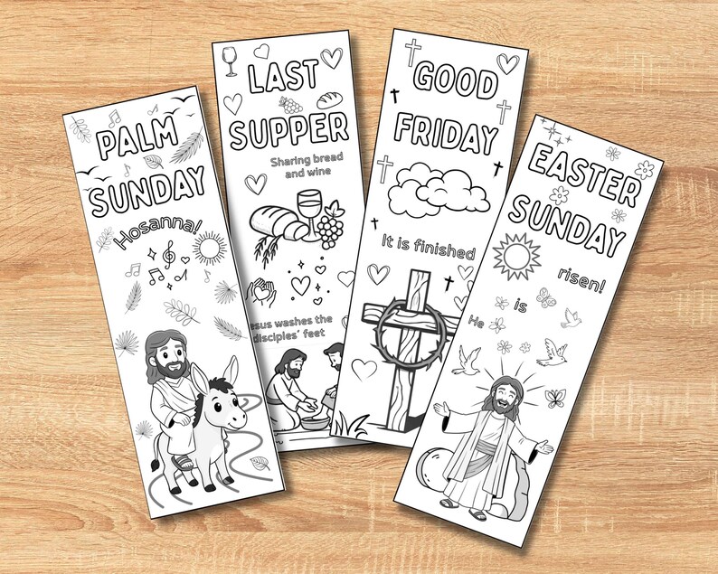 Easter Colouring Bookmarks for Kids Printable Holy Week Craft Activity ...