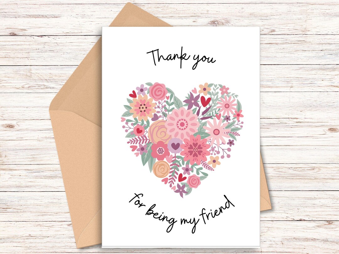 Printable Thank You for Being My Friend Card - Etsy