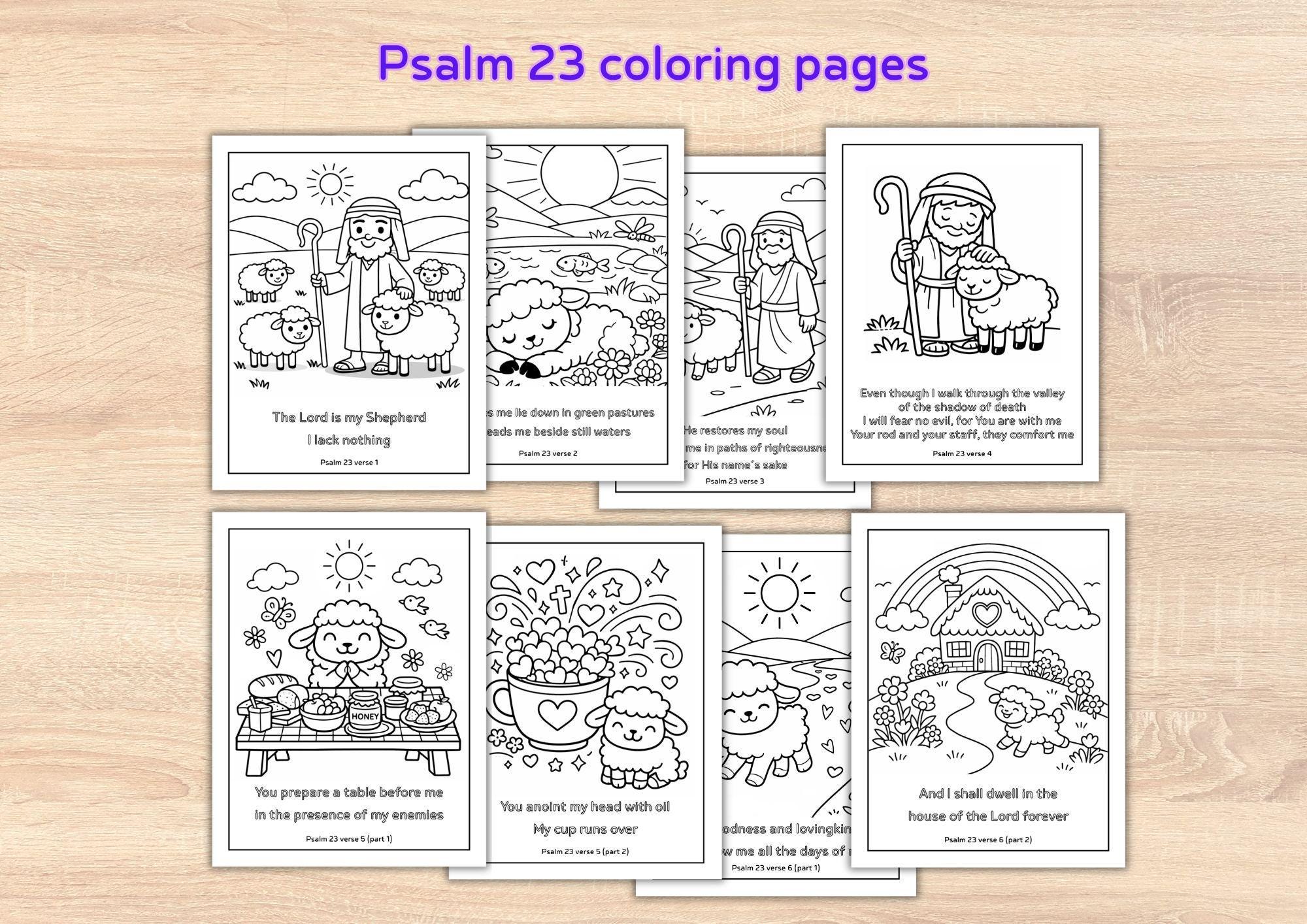 Psalm 23 Coloring Pages for Kids Printable, the Lord is My Shepherd ...