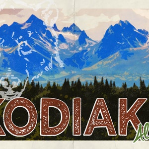 Vintage Style Travel Poster - Kodiak, Alaska - Etsy