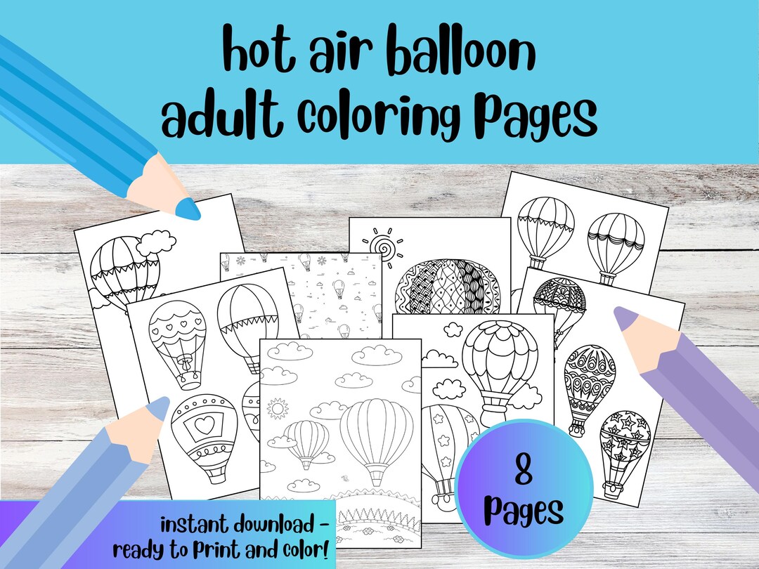 Hot Air Balloon Coloring Pages | Easy Printable for Adults & Kids ...