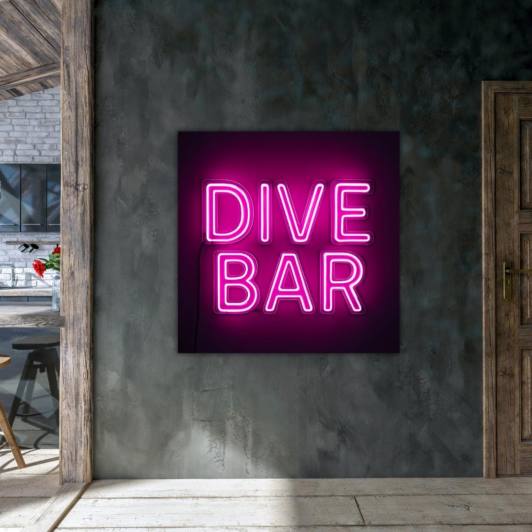 Pink Neon "dive Bar" Sign – Digital Wall Art Download | Multiple Aspect ...