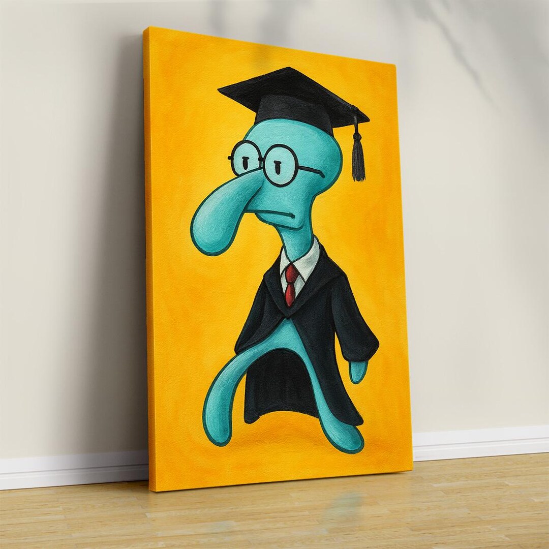 Squidward Painting Print, Abstract Wall Art, Squidward Canvas Poster ...