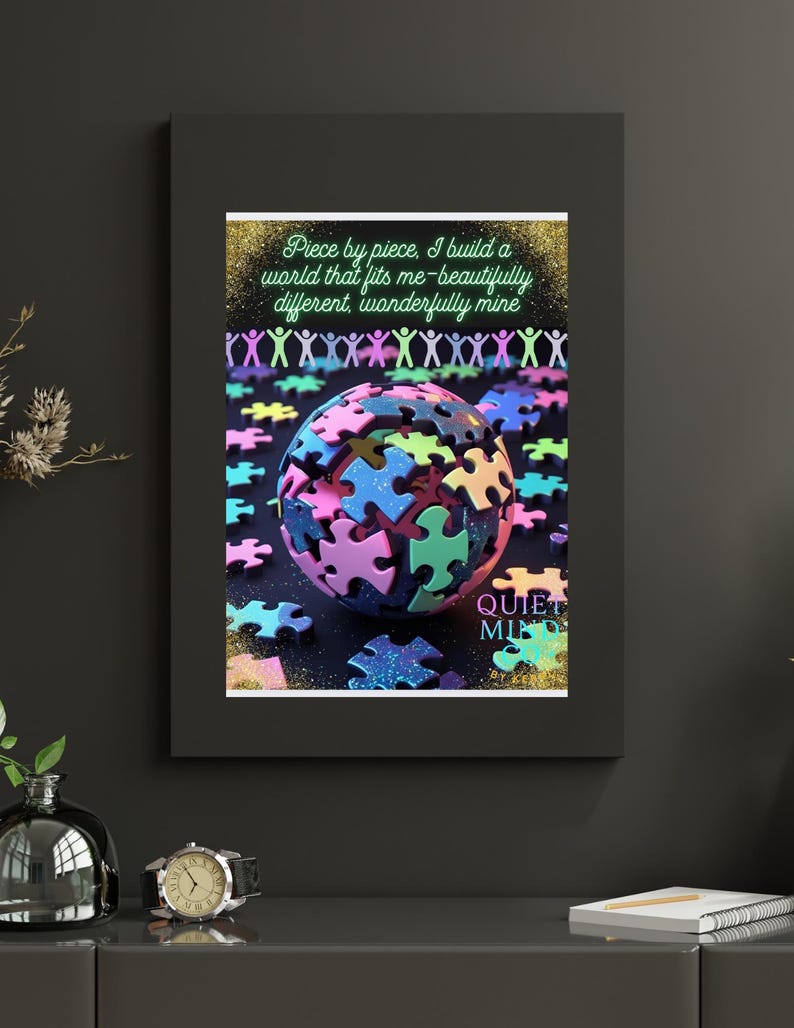 Neurodiversity Wall Art | “piece by Piece” Quote Print | Autism ADHD ...