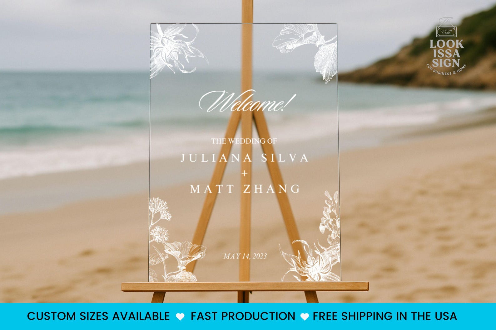 Personalized Acrylic Wedding Welcome Sign With Photo: Elegant Reception ...