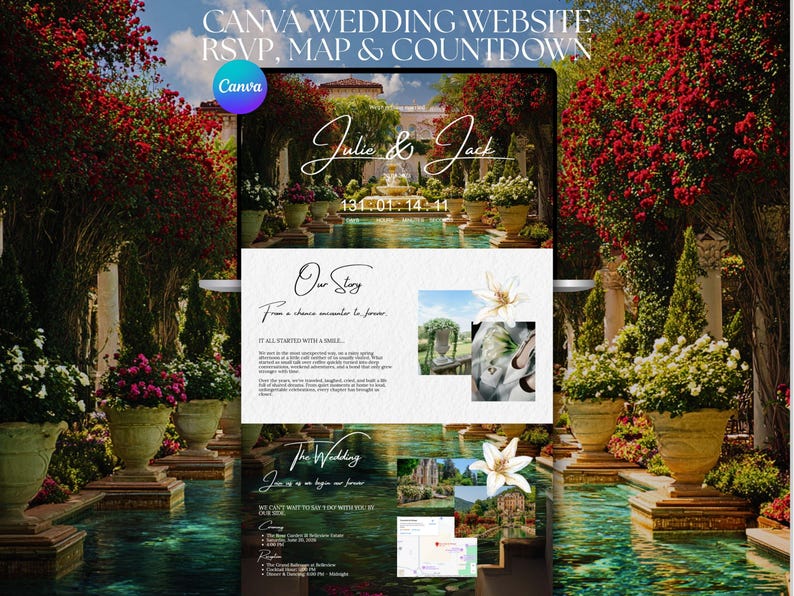 Old Money Wedding Website Canva Template Invitation, RSVP, Map ...