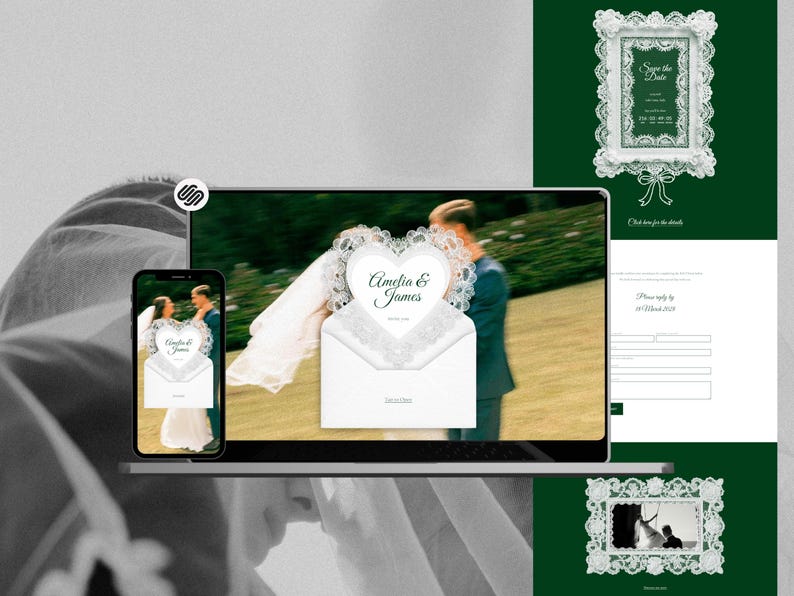 Squarespace Wedding Website Template: Save the Date, Forest Green ...