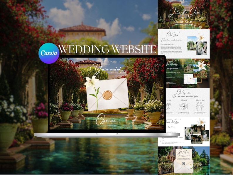 Old Money Wedding Website Canva Template Invitation, RSVP, Map ...
