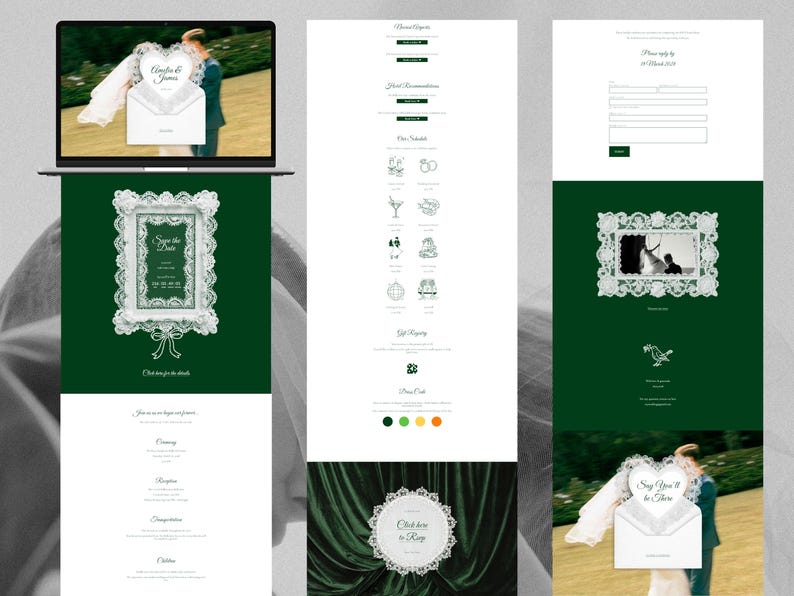 Squarespace Wedding Website Template: Save the Date, Forest Green ...