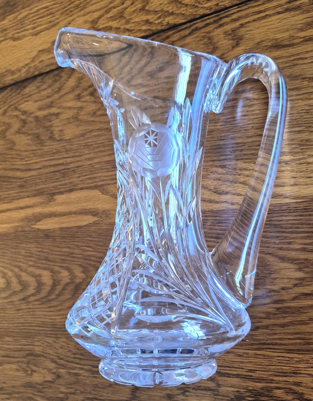 Vintage Clear Lead Crystal Cut/etched Pitcher 1880-1920 - Etsy