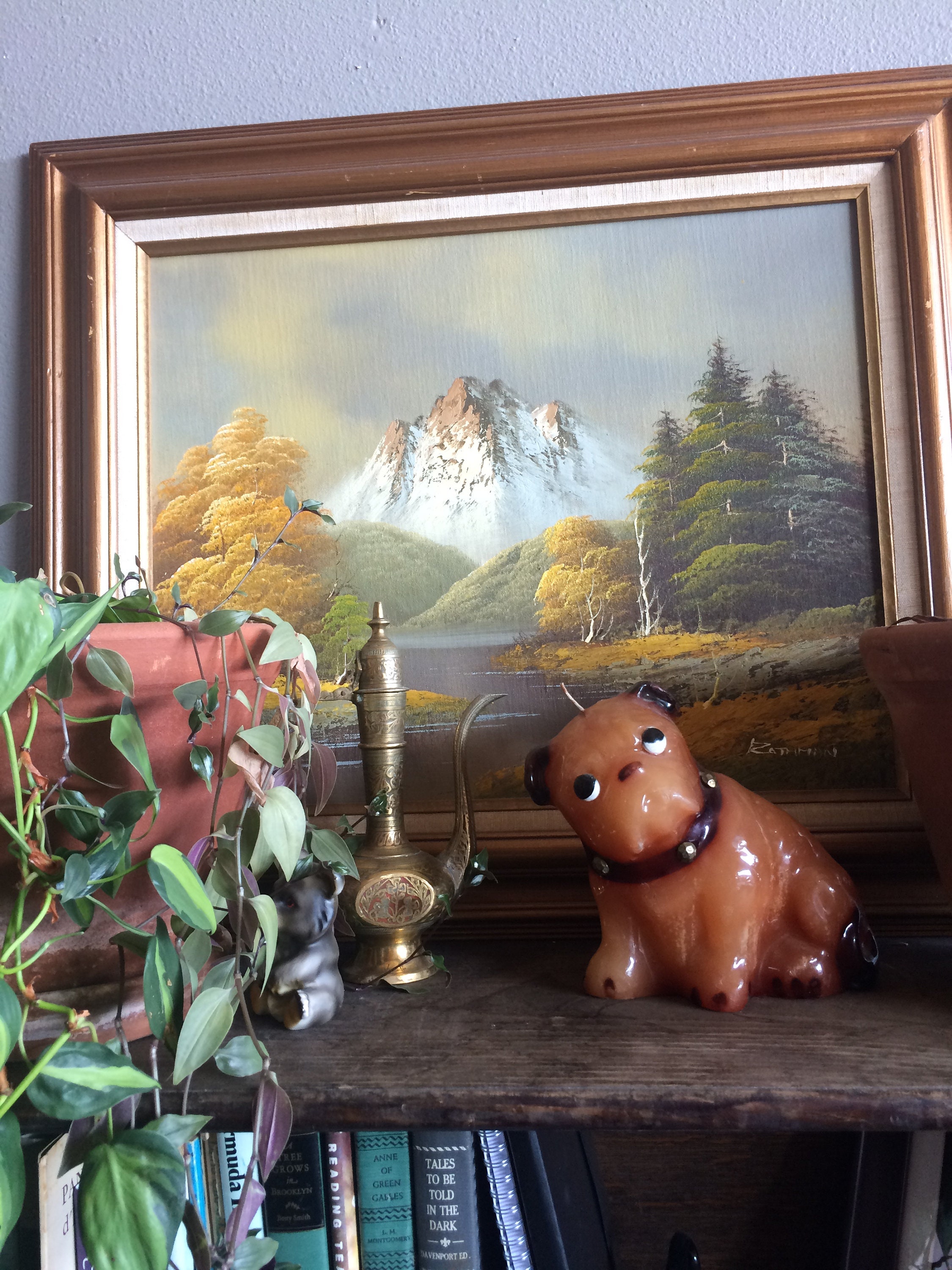 Vintage Googly Eye Pug Dog Candle Figurine Weird Creepy Art