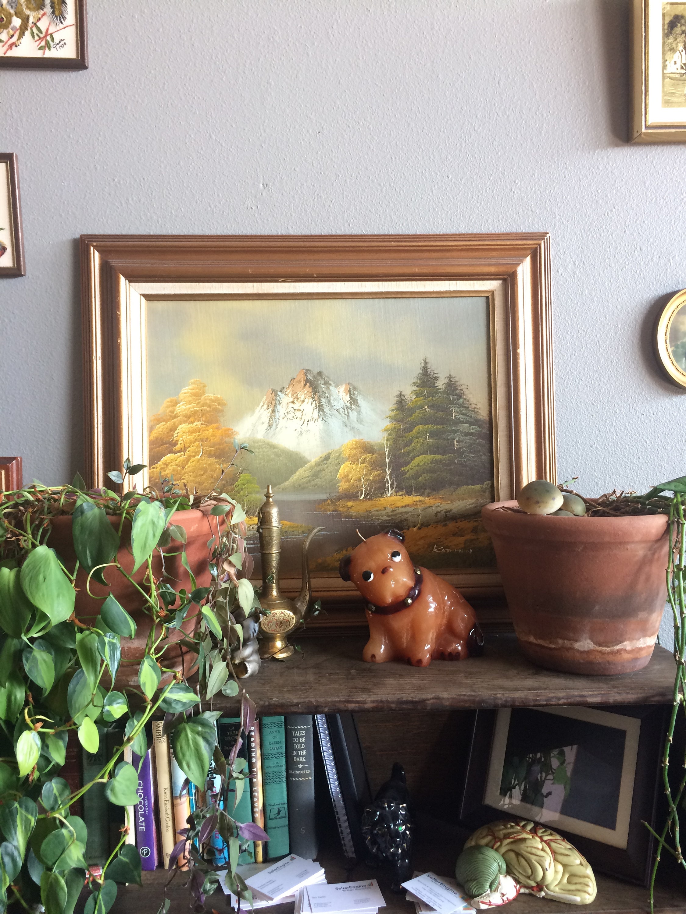 Vintage Googly Eye Pug Dog Candle Figurine Weird Creepy Art