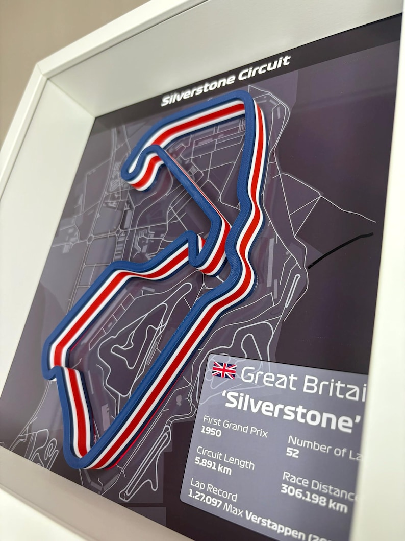F1 3D Silverstone Track Poster – Great Britain Circuit Map | Formula 1 ...