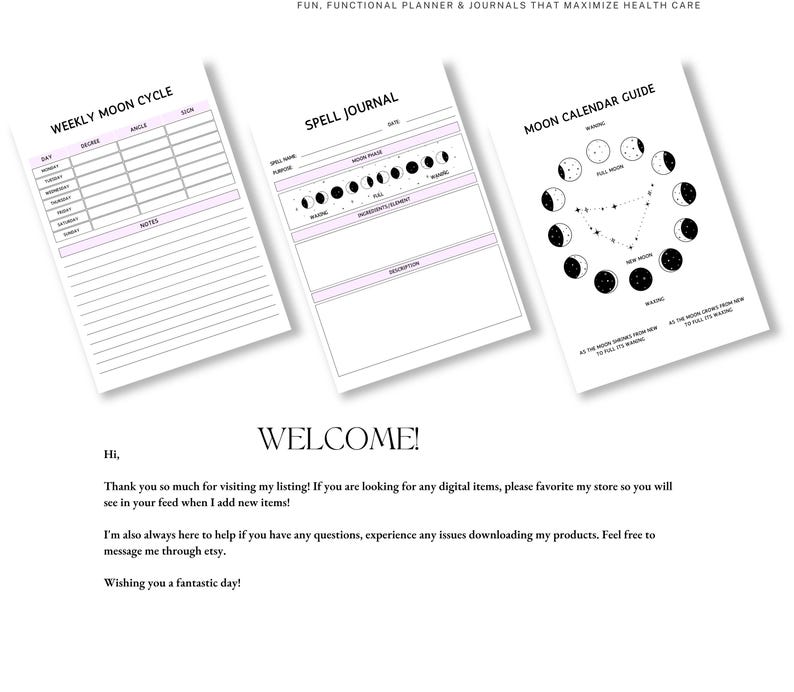 Witchy Planner Printable PDF | Digital Witch Journal | Moon Phases, Tarot & Crystal Tracker ...