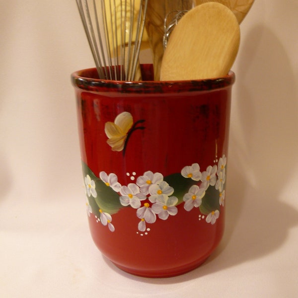 Red Utensil Holder - Etsy