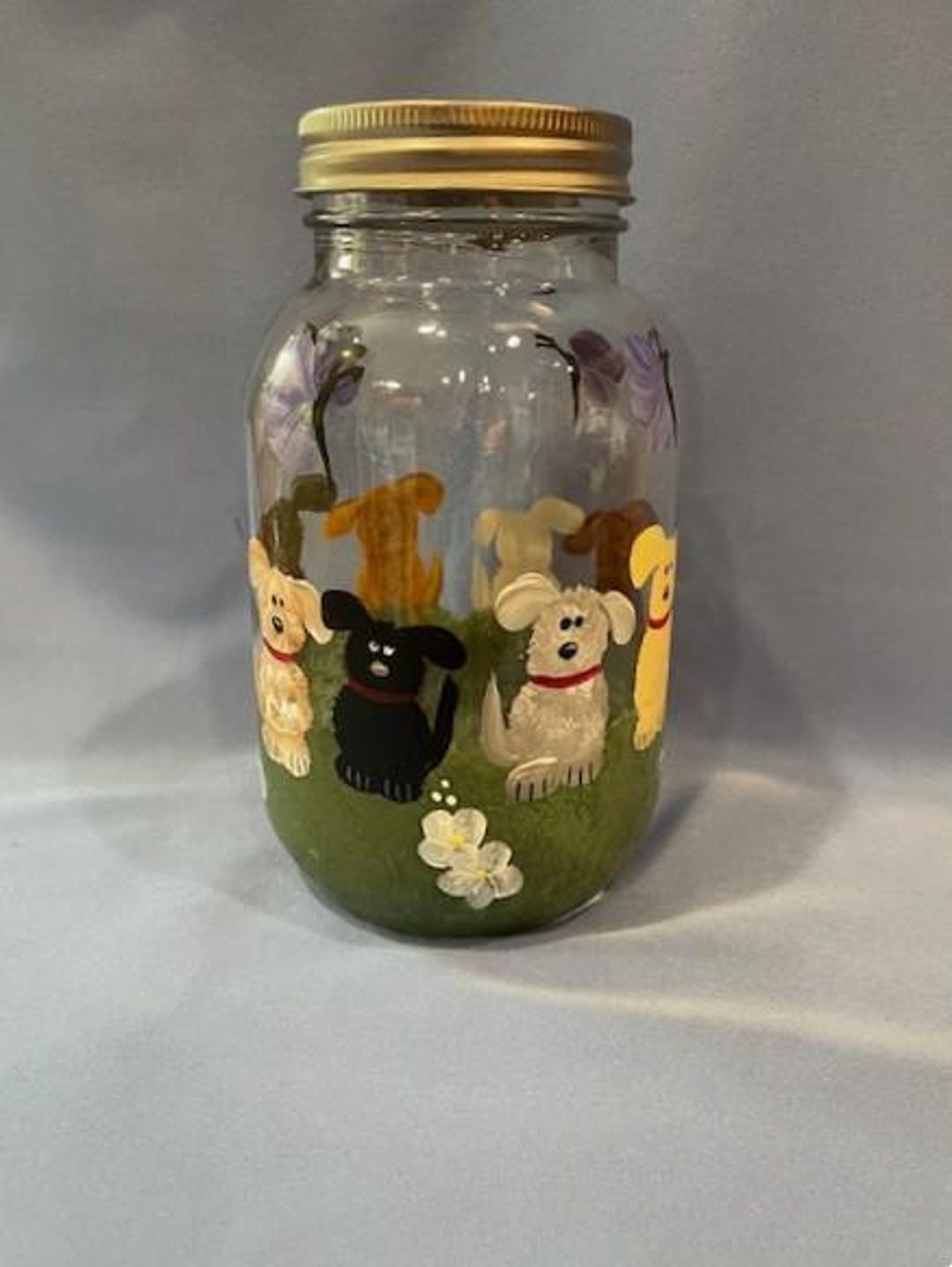 Hand Painted QUART SIZE DOG Mason Jar Dog Treat Storage Container Gift ...