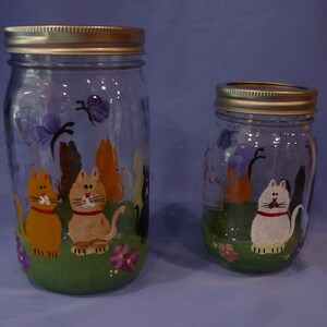 Hand Painted QUART SIZE CAT Mason Jar Cat Treat Storage Container Gift ...