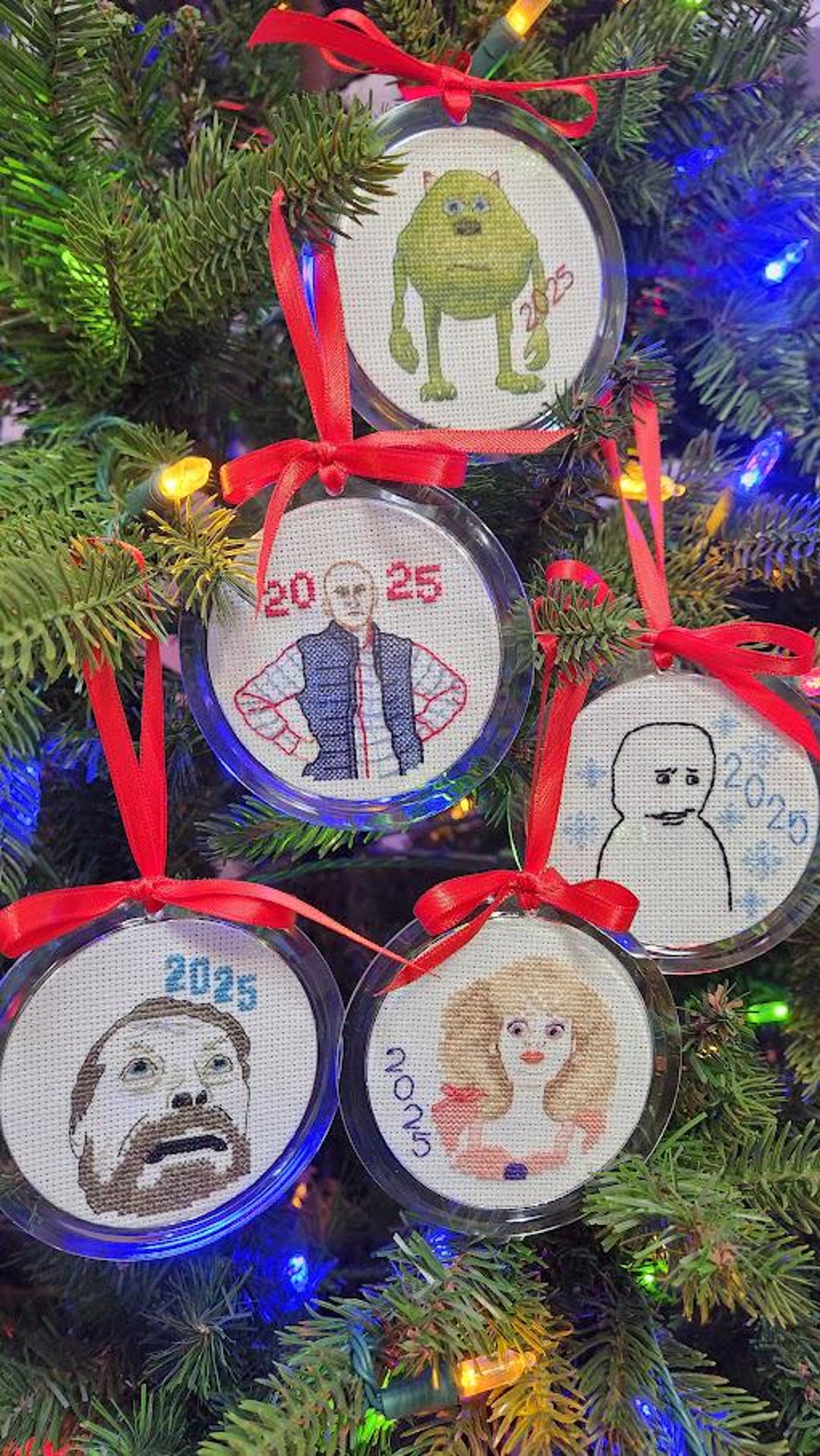 5-pack Meme Ornaments 2025 - Instant Patterns - Etsy
