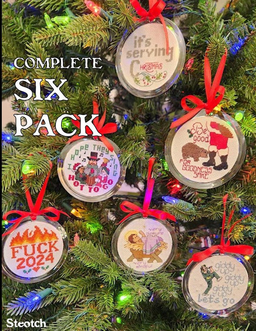 6-pack Meme Ornaments 2024 - Instant Patterns - Etsy