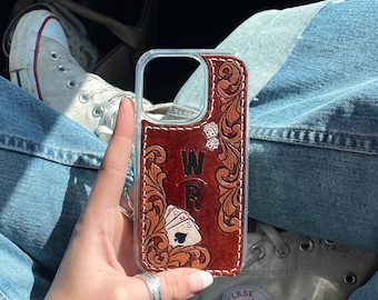 Custom Hand Tooled Leather Phone Case - Etsy