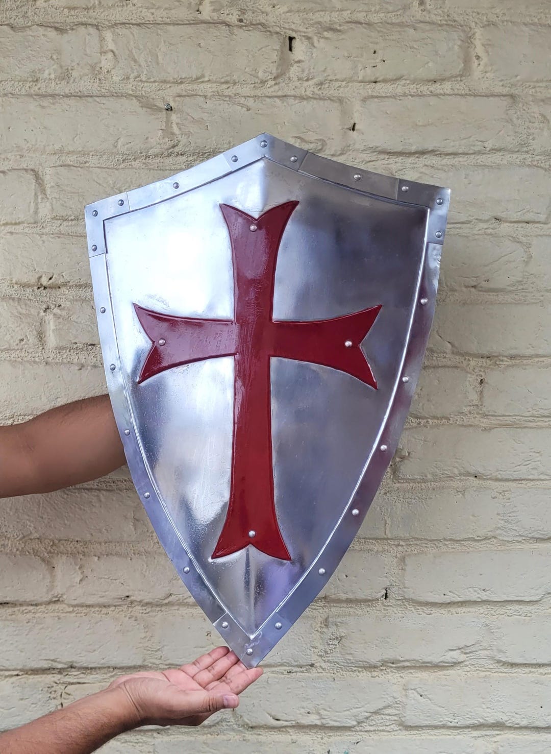 Templar Knight Shield – Red Cross Medieval Heater Shield for Cosplay ...
