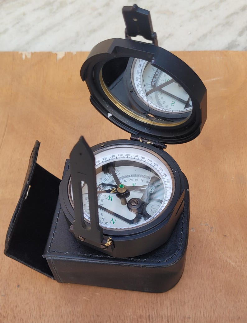 Brunton Pocket Transit Compass W/ Leather Pouch Geology Surveying ...