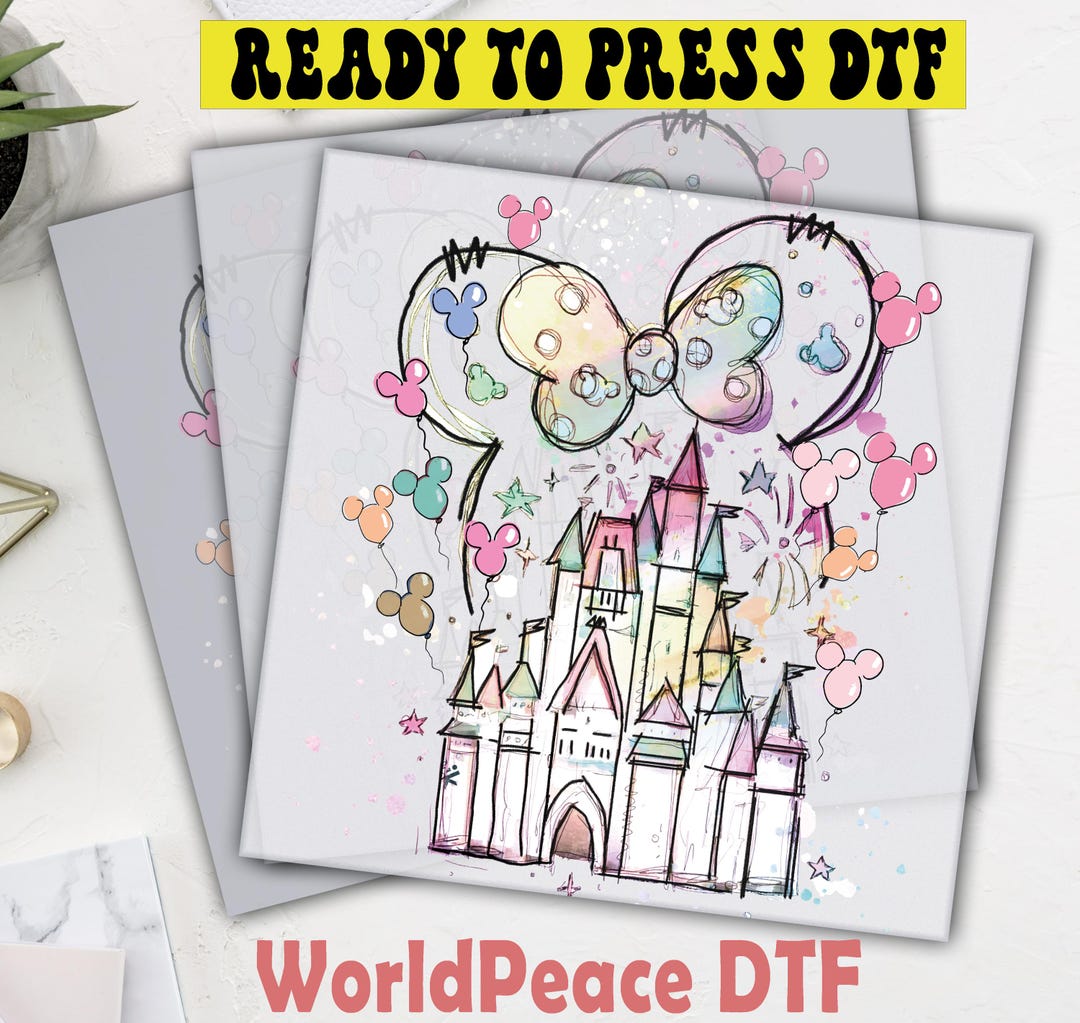 Minnie Mouse, Magical Disney Castle With Colorful Bows and Balloons ...