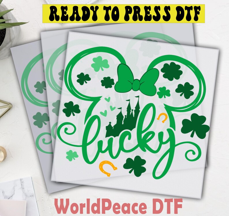 Lucky Green Bow Shamrock Mouse Head Saint Patrick’s Day Design Ready to ...
