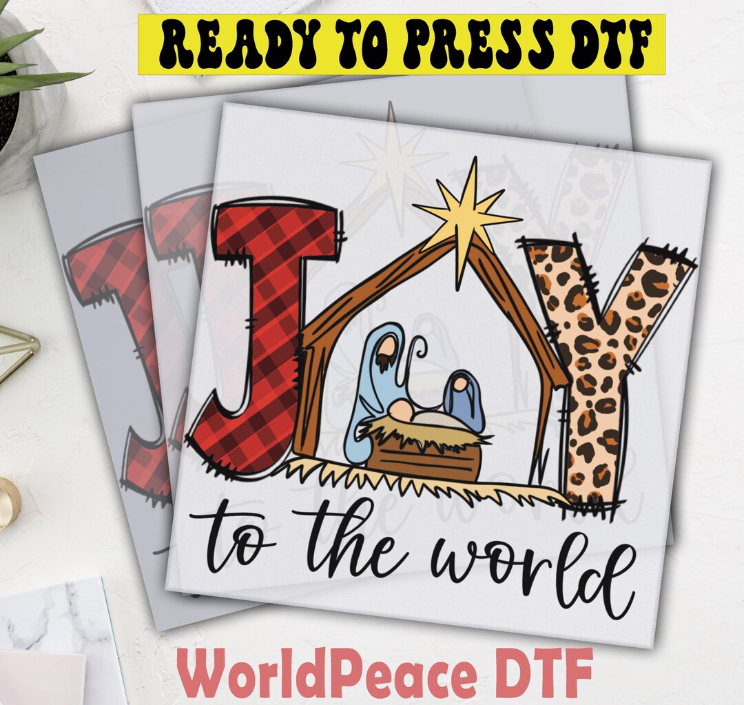 Christian Christmas DTF Transfer, Joy to the World, Ready to Press ...