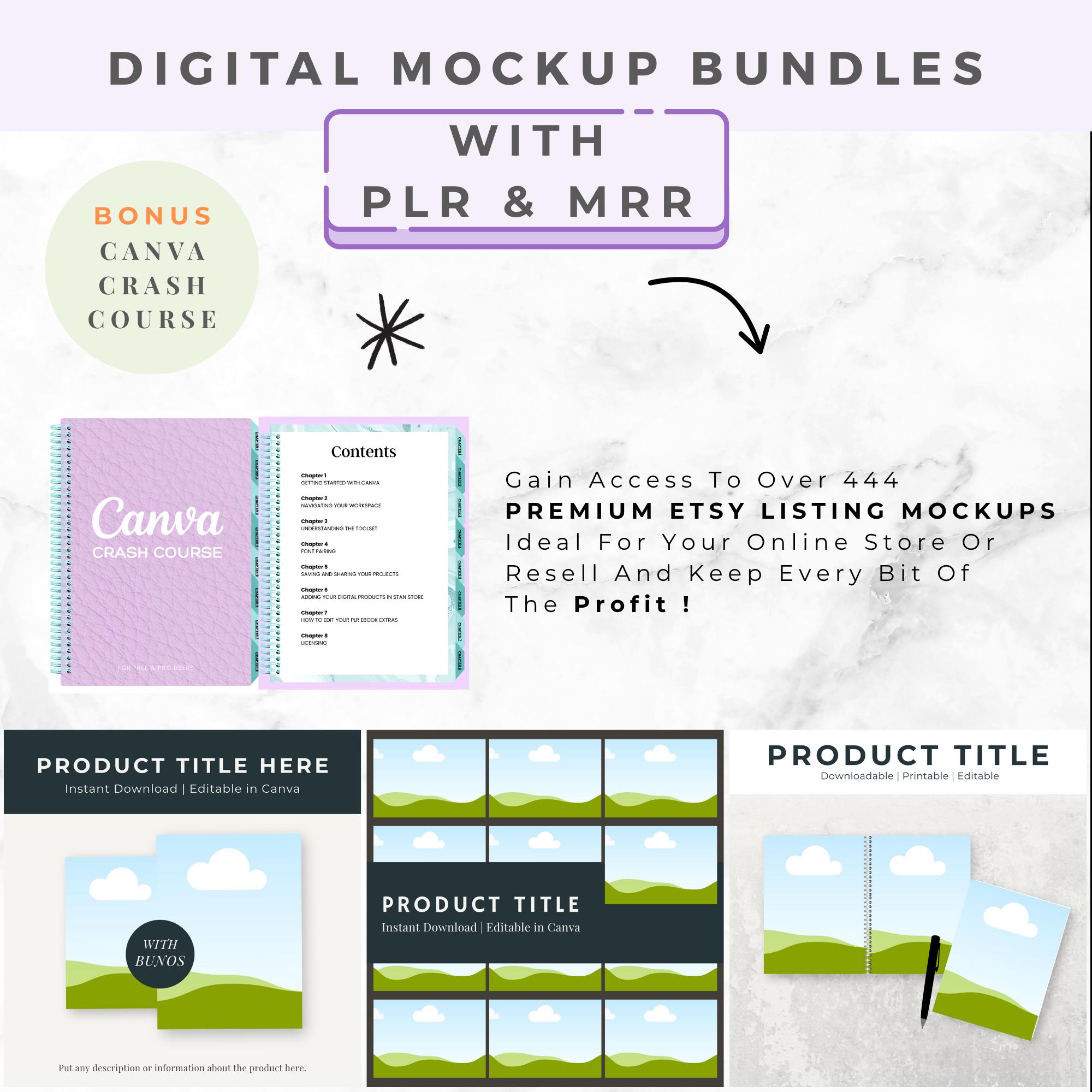 444+ PLR MRR Digital Mockup Canva Templates Bundles | Etsy Listing ...