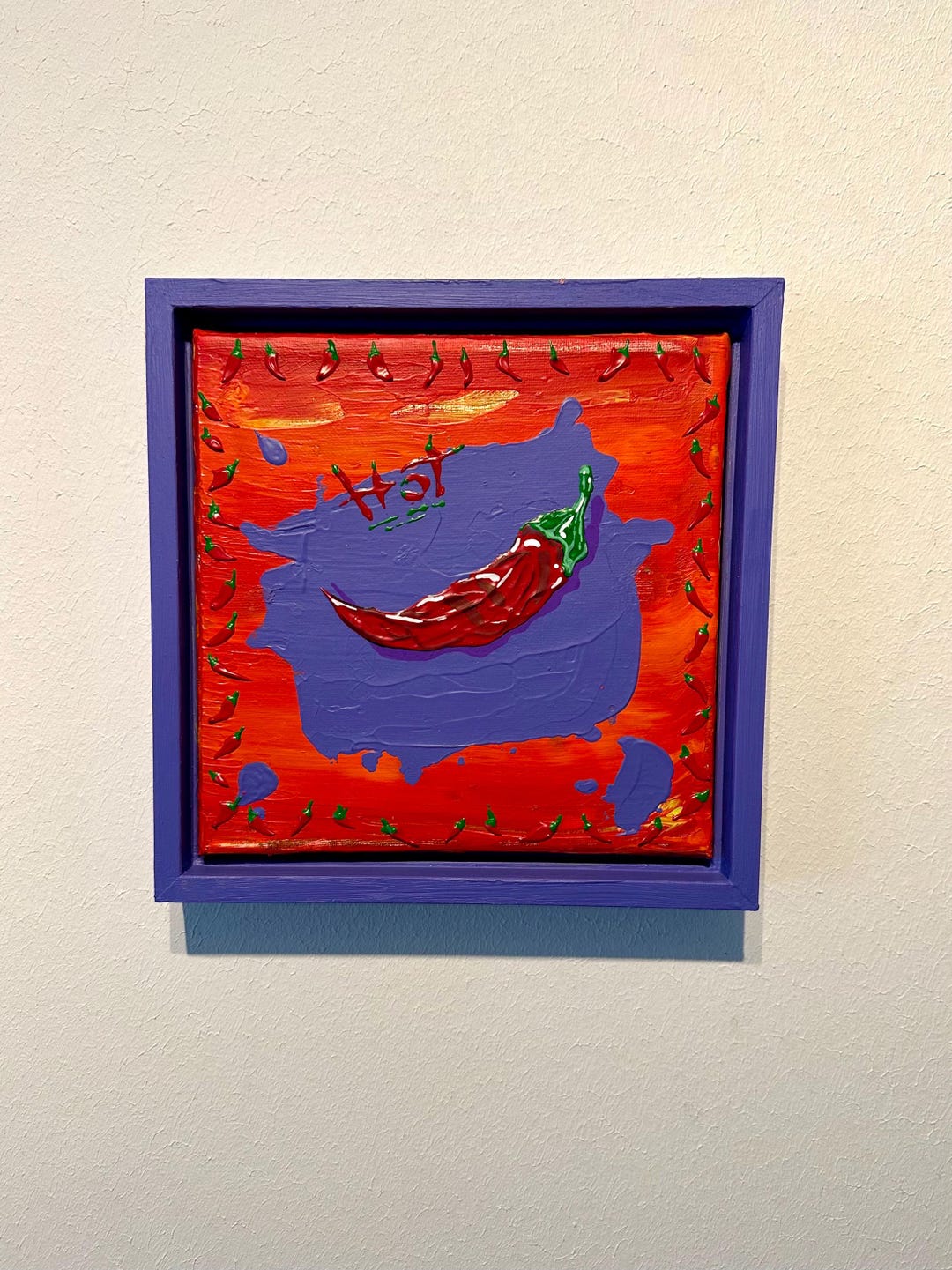 HOT” Pepper Wall Art – Vibrant Red Pepper Painting – 25x25 Cm Colorful ...