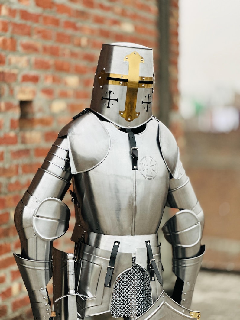 Medieval Templar Armor Suit Steel Knight Costume Crusader Armour Full ...